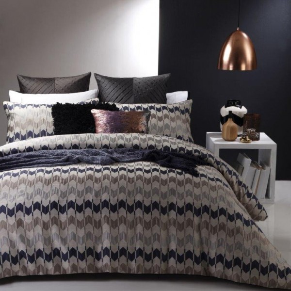 Alpha Navy King bed Quilt Cover Set by Logan & Mason | Best Price Linen