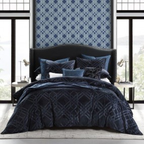navy patterned quilt cover